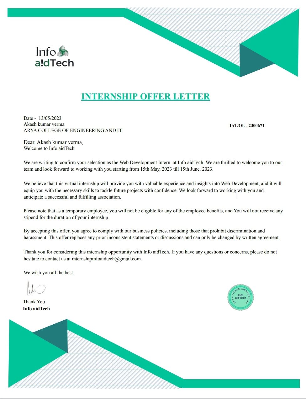 Akash kumar verma on LinkedIn: #infoaidtech #iad Akash kumar verma on LinkedIn: #infoaidtech #iad