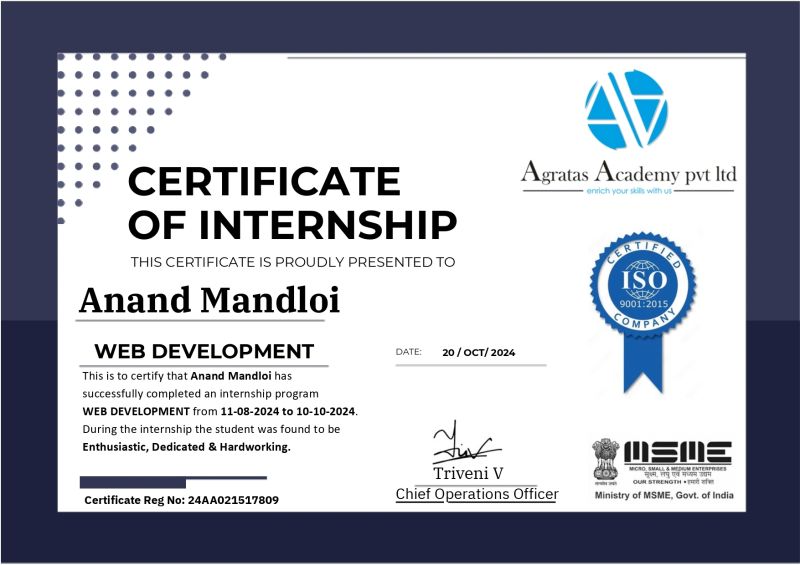 Anand Mandloi on LinkedIn: #webdevelopment #internship # ... Anand Mandloi on LinkedIn: #webdevelopment #internship # ...