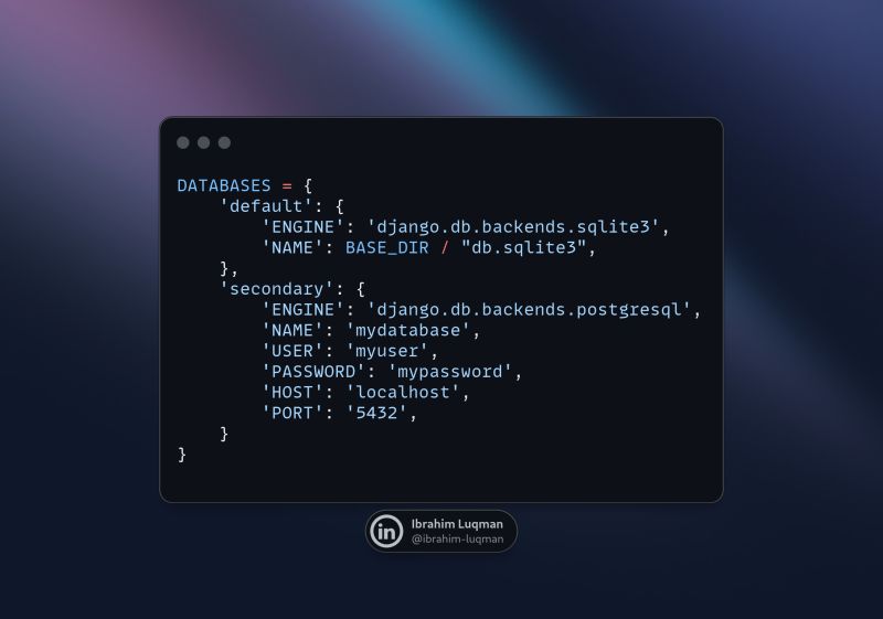 Ibrahim Luqman on LinkedIn: #django #multipledatabases #scalability # ... Ibrahim Luqman on LinkedIn: #django #multipledatabases #scalability # ...