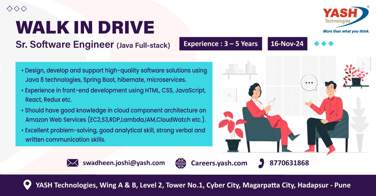 Swadheen Joshi on LinkedIn: 🚶♂️YASH Technologies is having Scheduled ... Swadheen Joshi on LinkedIn: 🚶♂️YASH Technologies is having Scheduled ...