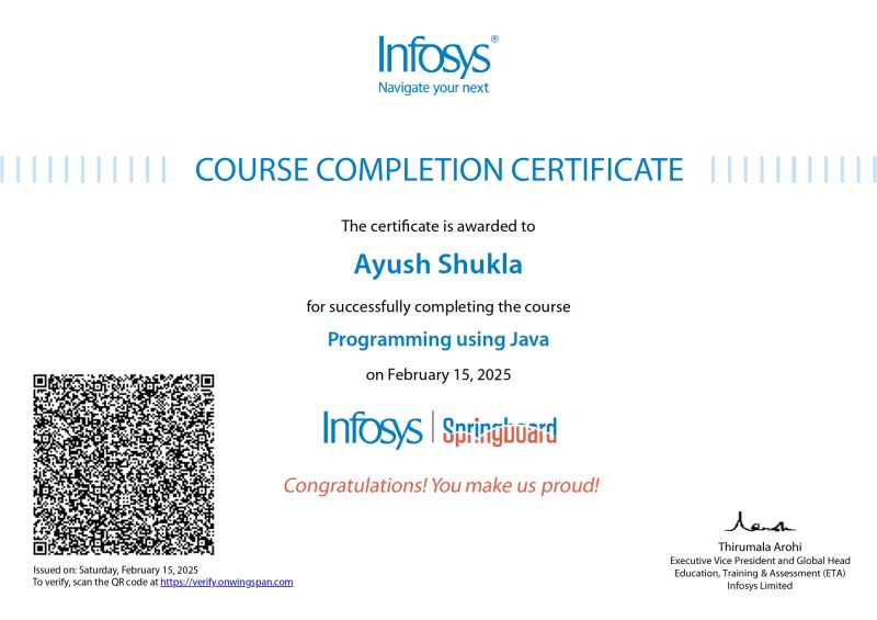 #java #programming #certification #learning #growth | Ayush Shukla #java #programming #certification #learning #growth | Ayush Shukla