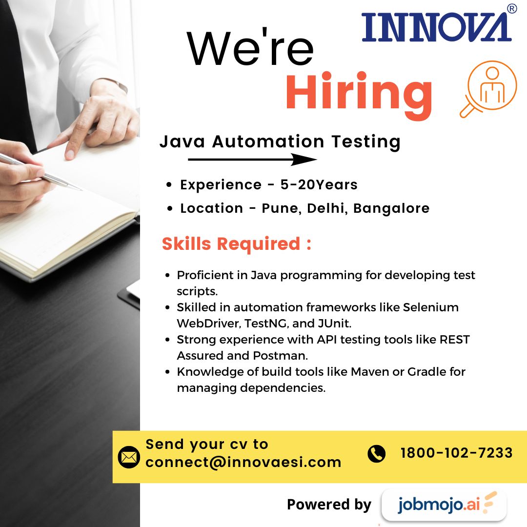 Innova ESI on LinkedIn: #hiring #automationtesting #java #selenium # ... Innova ESI on LinkedIn: #hiring #automationtesting #java #selenium # ...