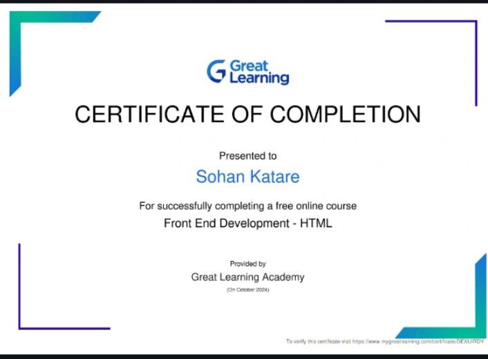 Sohan Katare on LinkedIn: #greatlearning #frontenddevelopment #html Sohan Katare on LinkedIn: #greatlearning #frontenddevelopment #html