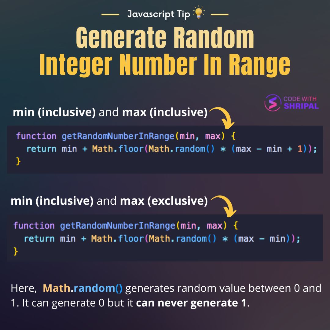 Shripal Soni on LinkedIn: Javascript Tip 💡 Easily generate random ... Shripal Soni on LinkedIn: Javascript Tip 💡 Easily generate random ...