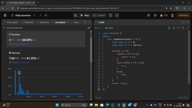 Day 70 of LeetCode Challenge: Solving Sum of Square Numbers | Rahul ... Day 70 of LeetCode Challenge: Solving Sum of Square Numbers | Rahul ...