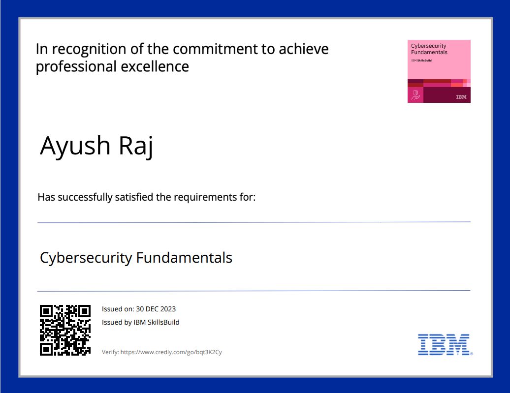 Learn Cybersecurity Fundamentals by IBM | Ayush Raj posted on the topic ... Learn Cybersecurity Fundamentals by IBM | Ayush Raj posted on the topic ...