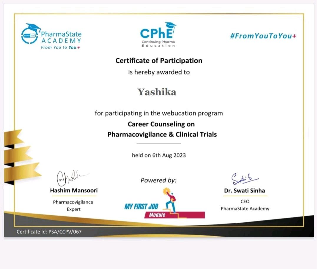 yashika upadhyay on LinkedIn: #cphe #fromyoutoyouplus #pharmastateacademy yashika upadhyay on LinkedIn: #cphe #fromyoutoyouplus #pharmastateacademy