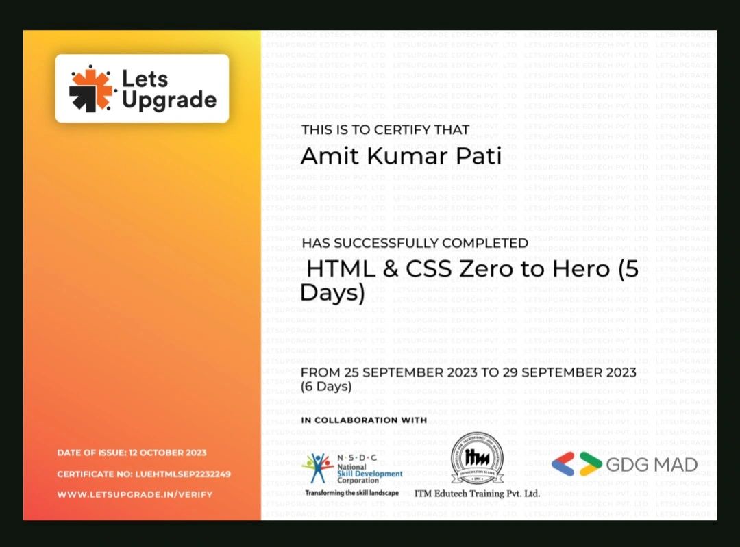 Amit Kumar Pati on LinkedIn: #webdevelopment #html #css #letsupgrade # ... Amit Kumar Pati on LinkedIn: #webdevelopment #html #css #letsupgrade # ...