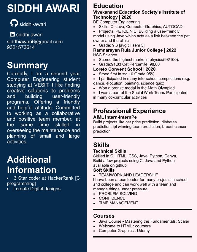 Happy to share, handcrafted my resume with HTML CSS! | Siddhi A. Happy to share, handcrafted my resume with HTML CSS! | Siddhi A.