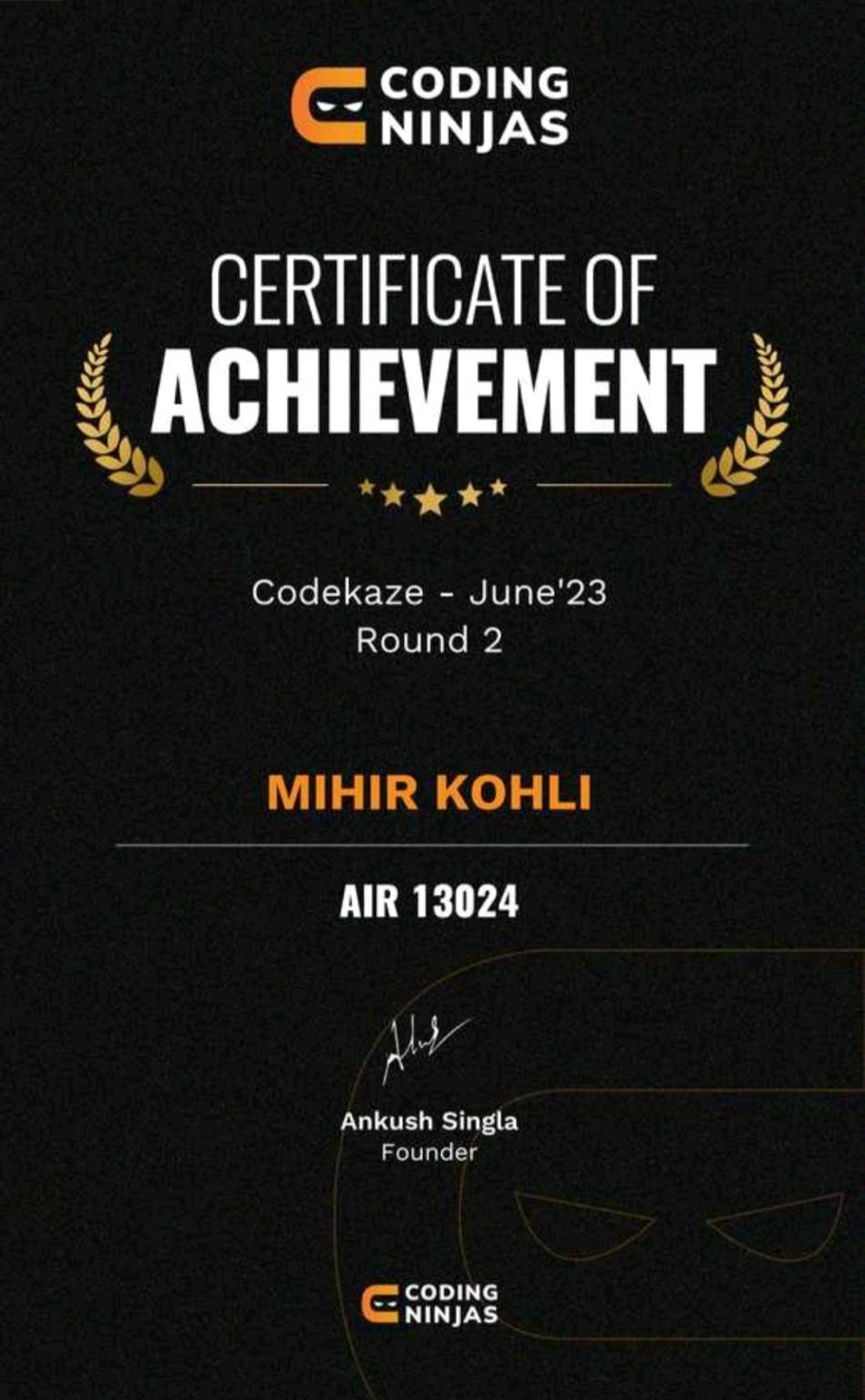 Mihir Kohli on LinkedIn: Participated in codekaze by Coding Ninjas ... Mihir Kohli on LinkedIn: Participated in codekaze by Coding Ninjas ...