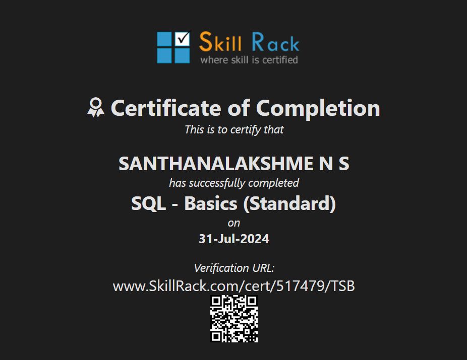Santhanalakshme N S on LinkedIn: #sql #skillrack #coding #neverstoplearning Santhanalakshme N S on LinkedIn: #sql #skillrack #coding #neverstoplearning