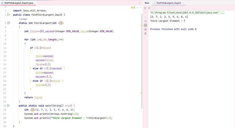 Day 23 of #100daysofcodechallenge: Find the third largest element ... Day 23 of #100daysofcodechallenge: Find the third largest element ...