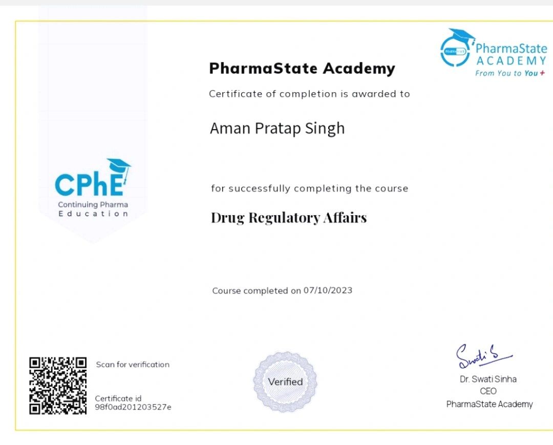 Aman Pratap Singh on LinkedIn: #pharmastateacademy #cdsco Aman Pratap Singh on LinkedIn: #pharmastateacademy #cdsco