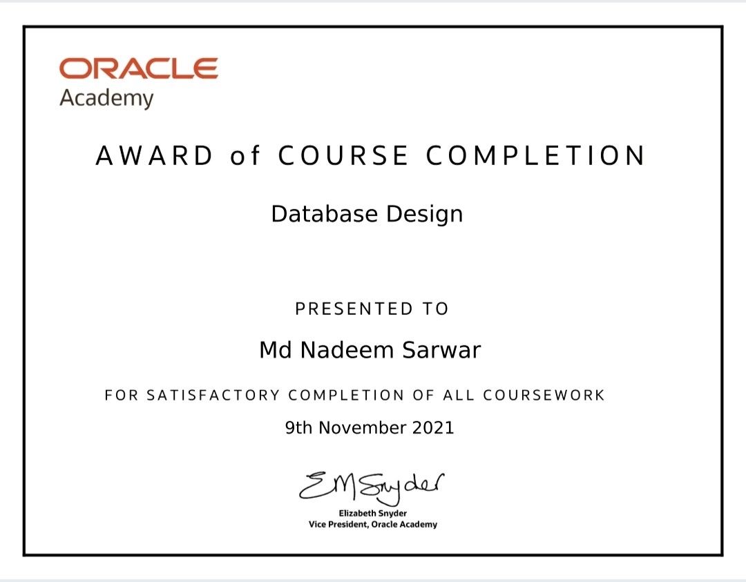 Md Nadeem Sarwar on LinkedIn: #oracle #databases #programming #learning Md Nadeem Sarwar on LinkedIn: #oracle #databases #programming #learning