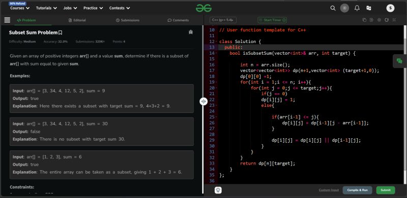 #gfg160 #dynamicprogramming #subsetsum #knapsack #codingchallenge #gfg ... #gfg160 #dynamicprogramming #subsetsum #knapsack #codingchallenge #gfg ...