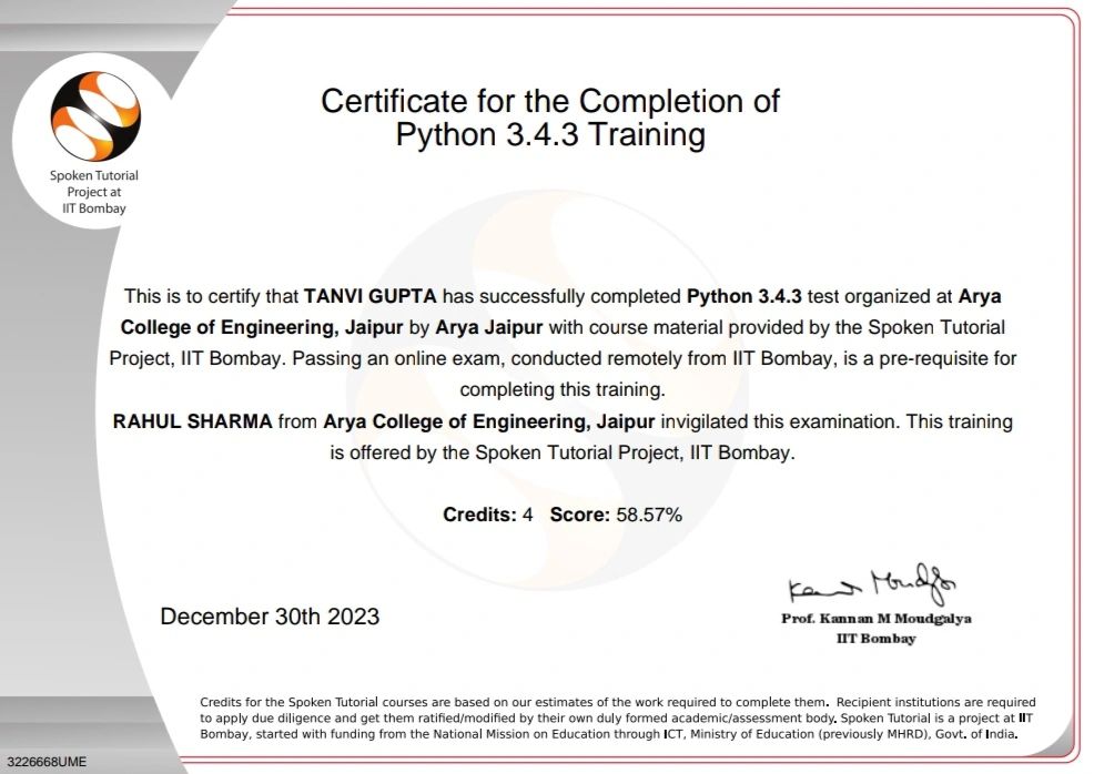 Tanvi Gupta on LinkedIn: #python #spokentutorial #credits #training Tanvi Gupta on LinkedIn: #python #spokentutorial #credits #training
