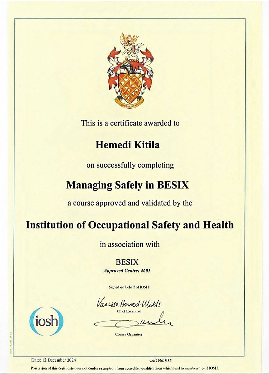 Proud to achieve the IOSH Managing Safely certification with BESIX and ... Proud to achieve the IOSH Managing Safely certification with BESIX and ...