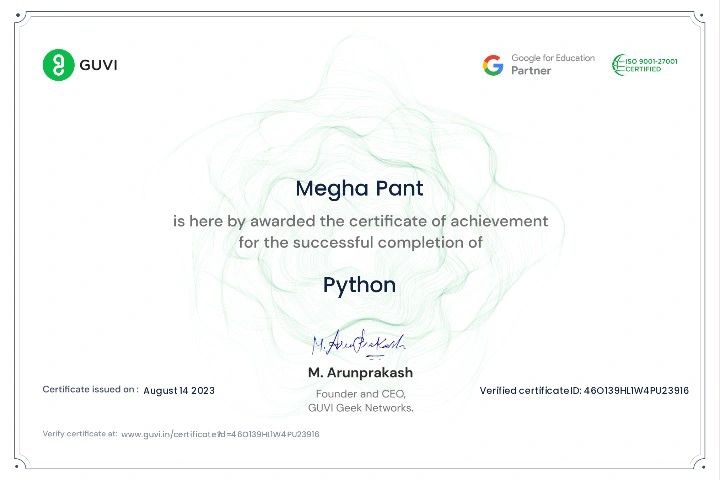 Megha Pant on LinkedIn: #guvi #python #pythonprogramming #programming # ... Megha Pant on LinkedIn: #guvi #python #pythonprogramming #programming # ...