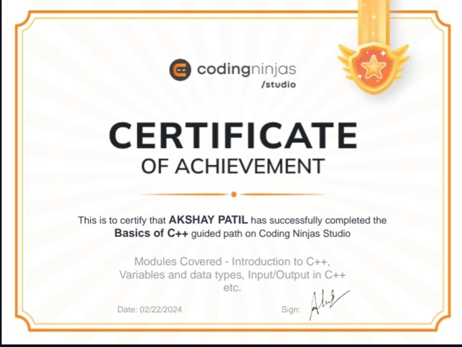 Akshay Patil on LinkedIn: #cplusplus #codingninjas #softwaredevelopment Akshay Patil on LinkedIn: #cplusplus #codingninjas #softwaredevelopment