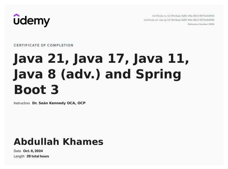 Abdullah Khames on LinkedIn: #java #springboot #continuouslearning # ... Abdullah Khames on LinkedIn: #java #springboot #continuouslearning # ...