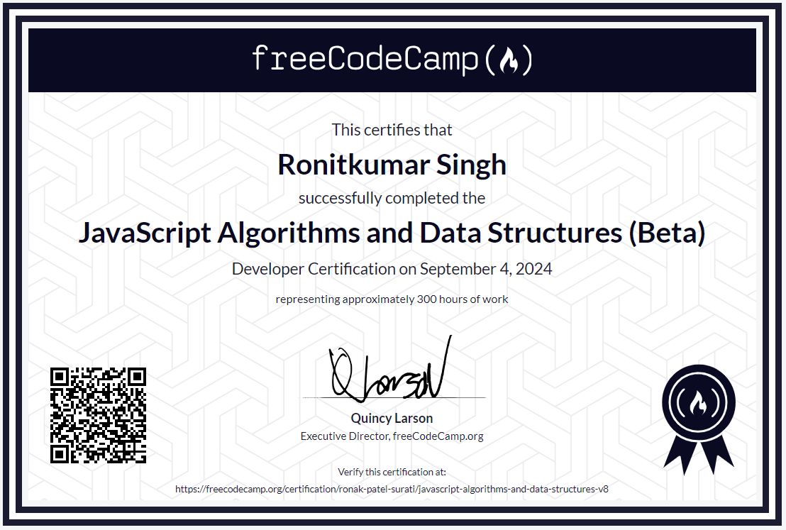 Completed JavaScript Algorithms and Data Structures | Ronit Singh Ronak ... Completed JavaScript Algorithms and Data Structures | Ronit Singh Ronak ...