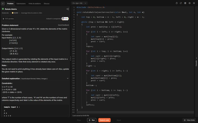 Aman Kumar Pandey on LinkedIn: #dsa #codingchallenge #matrixrotation # ... Aman Kumar Pandey on LinkedIn: #dsa #codingchallenge #matrixrotation # ...