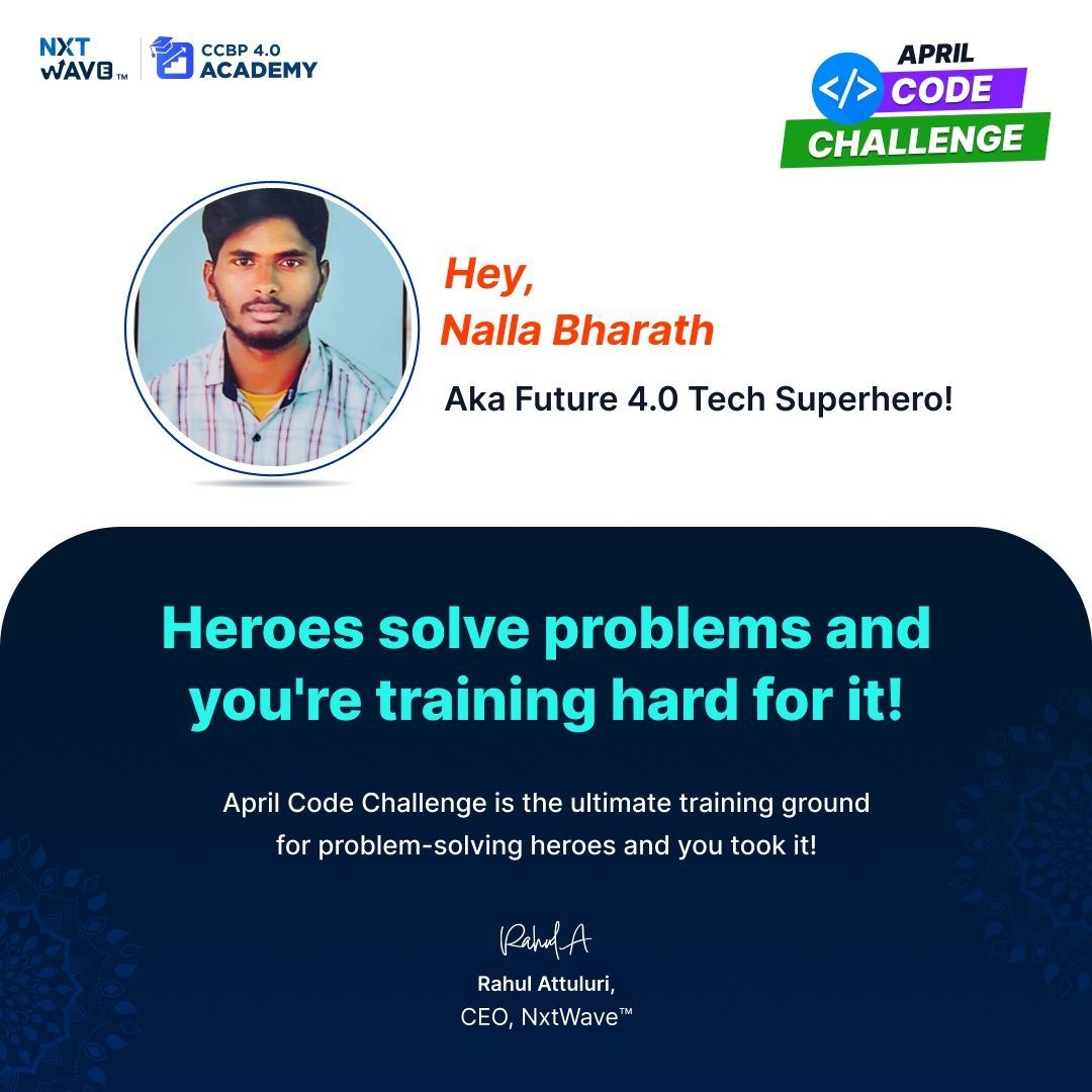 #AprilCodeChallenge | Nalla Bharath #AprilCodeChallenge | Nalla Bharath