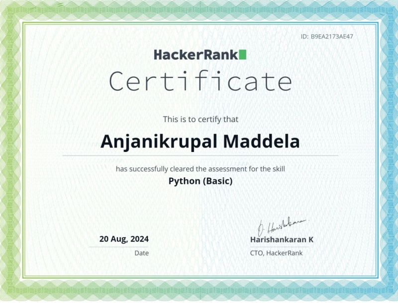 ANJANIKRUPAL MADDELA on LinkedIn: #python #hackerrank ANJANIKRUPAL MADDELA on LinkedIn: #python #hackerrank