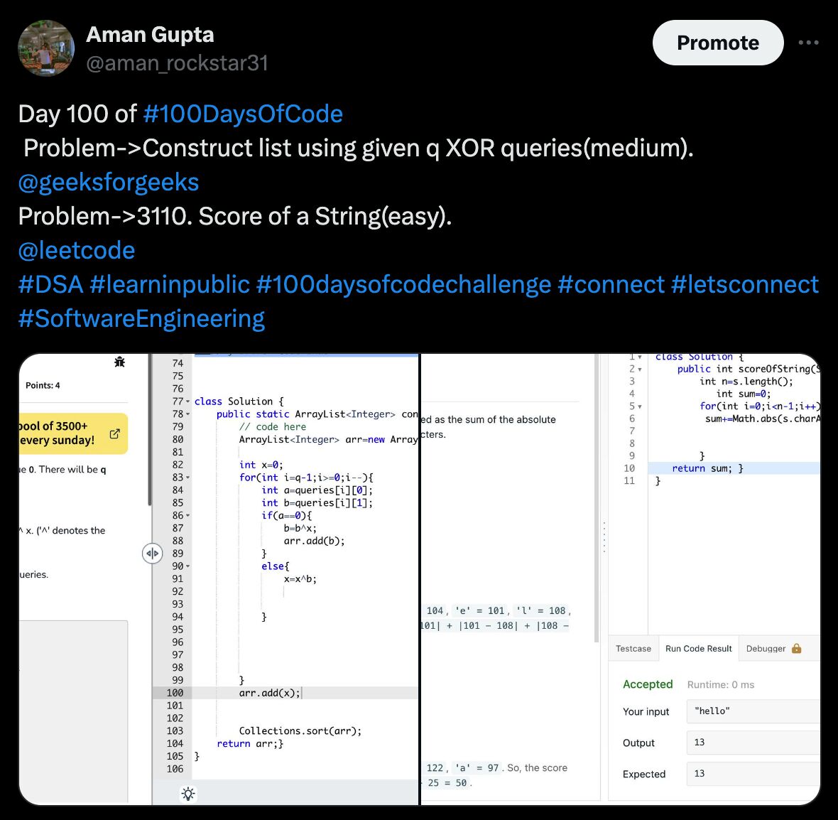 Aman Gupta on LinkedIn: #100daysofcode #coding #programming #learning Aman Gupta on LinkedIn: #100daysofcode #coding #programming #learning