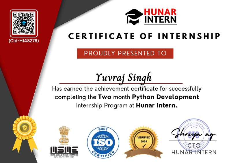 #internship #python_development | Yuvraj Singh #internship #python_development | Yuvraj Singh