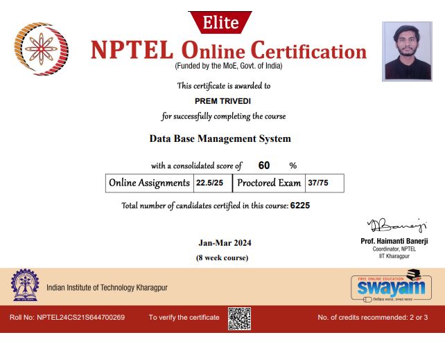 PREM TRIVEDI on LinkedIn: #nptel #dbms #certification #datamanagement # ... PREM TRIVEDI on LinkedIn: #nptel #dbms #certification #datamanagement # ...