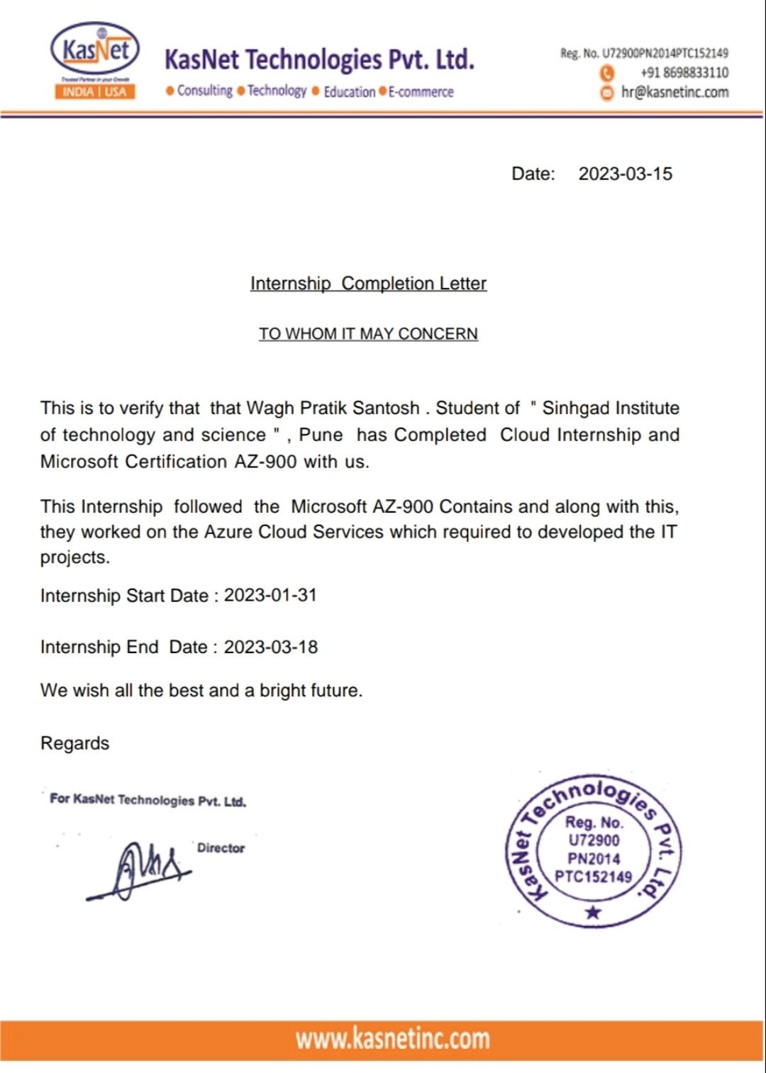 Pratik Wagh on LinkedIn: #internship #microsoft #cloud #azurefundamentals Pratik Wagh on LinkedIn: #internship #microsoft #cloud #azurefundamentals