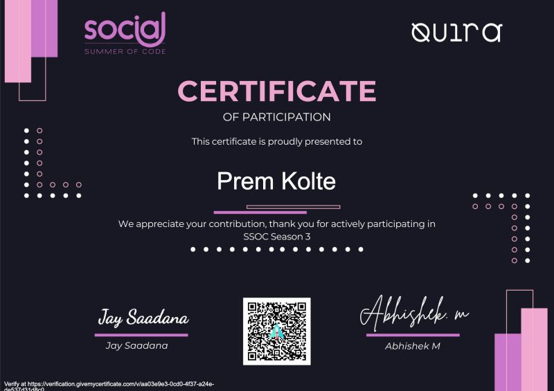 Prem Kolte on LinkedIn: #ssoc #opensource #community #coding # ... Prem Kolte on LinkedIn: #ssoc #opensource #community #coding # ...