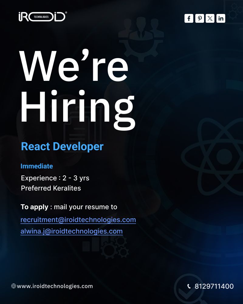 iROID Technologies on LinkedIn: #hiring #reactdeveloper # ... iROID Technologies on LinkedIn: #hiring #reactdeveloper # ...