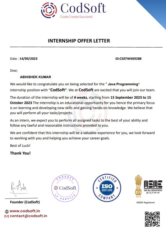 ABHISHEK KUMAR on LinkedIn: #codsoft ABHISHEK KUMAR on LinkedIn: #codsoft