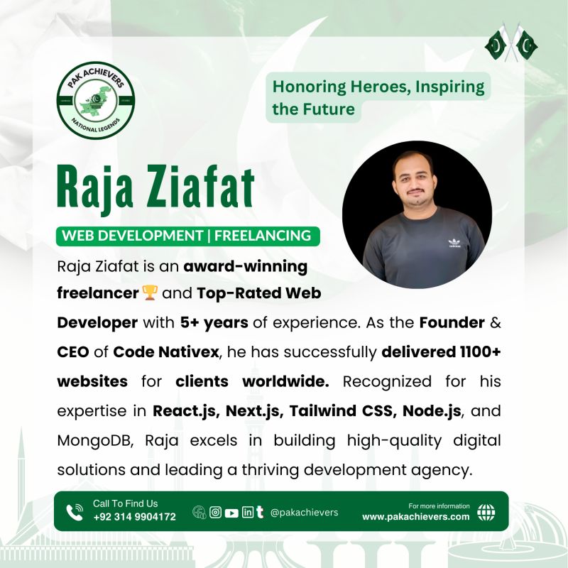 Raja Ziafat is an accomplished Web Developer, Agency Owner, and⦠| Pak ... Raja Ziafat is an accomplished Web Developer, Agency Owner, and⦠| Pak ...