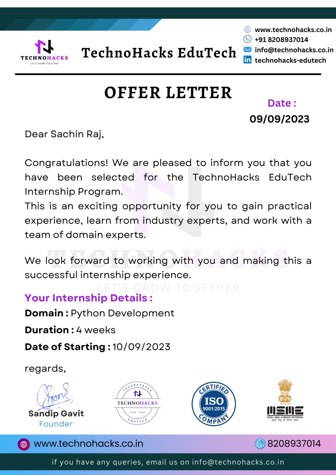 Sachin Raj on LinkedIn: #pythoninternship #learningjourney #technohack ... Sachin Raj on LinkedIn: #pythoninternship #learningjourney #technohack ...