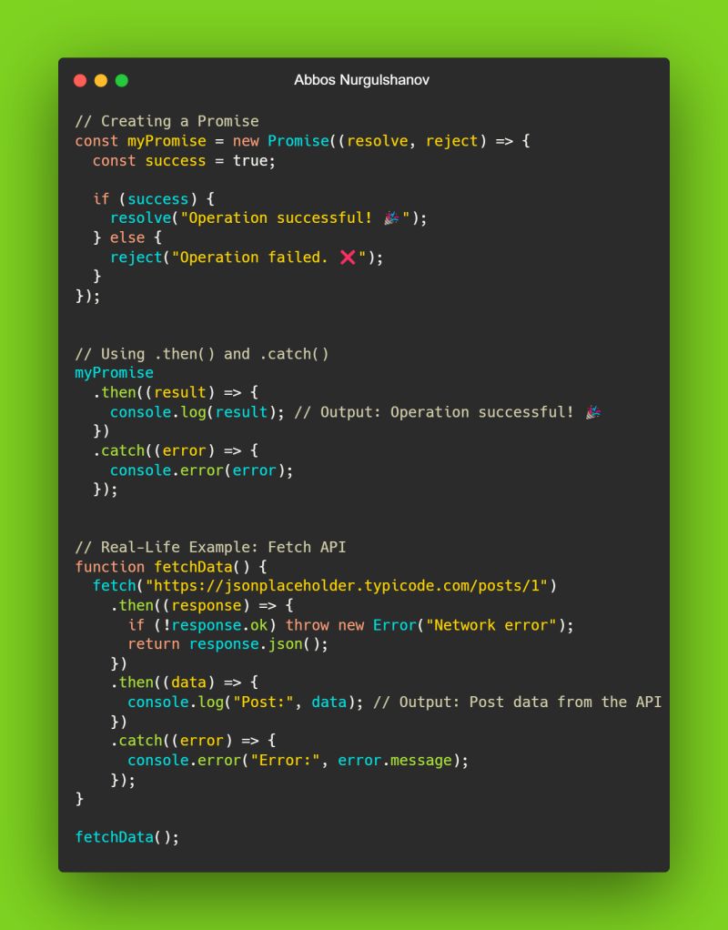 Abbos Nurgulshanov on LinkedIn: #javascript #promises #asyncprogramming ... Abbos Nurgulshanov on LinkedIn: #javascript #promises #asyncprogramming ...