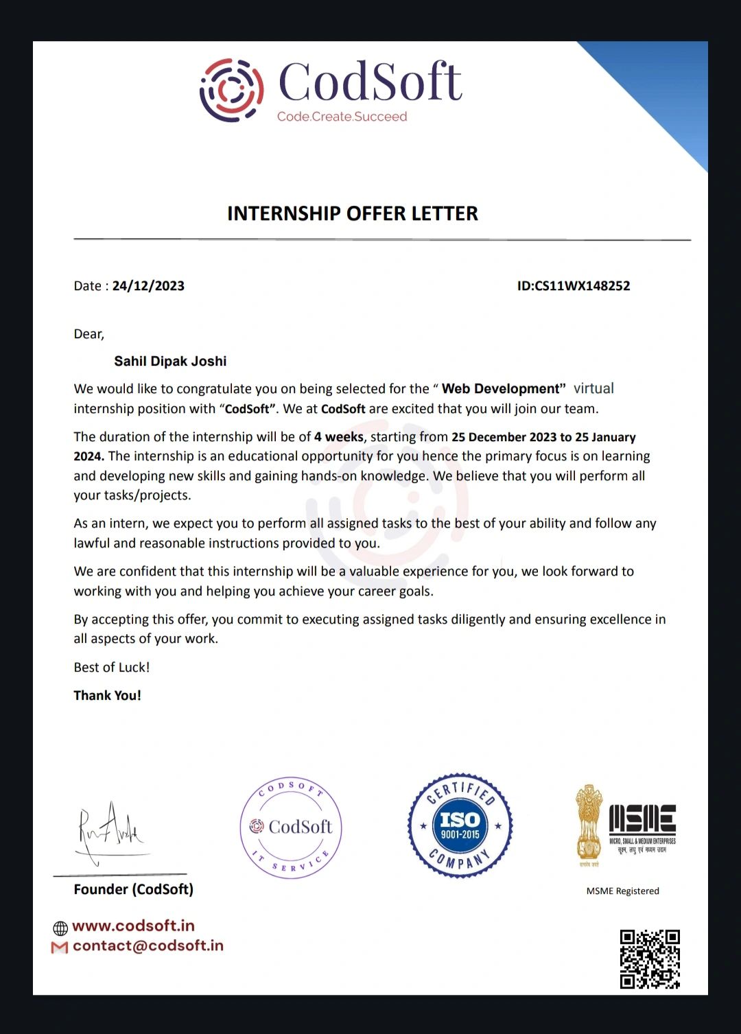 Sahil Joshi on LinkedIn: #codesoft #internship Sahil Joshi on LinkedIn: #codesoft #internship