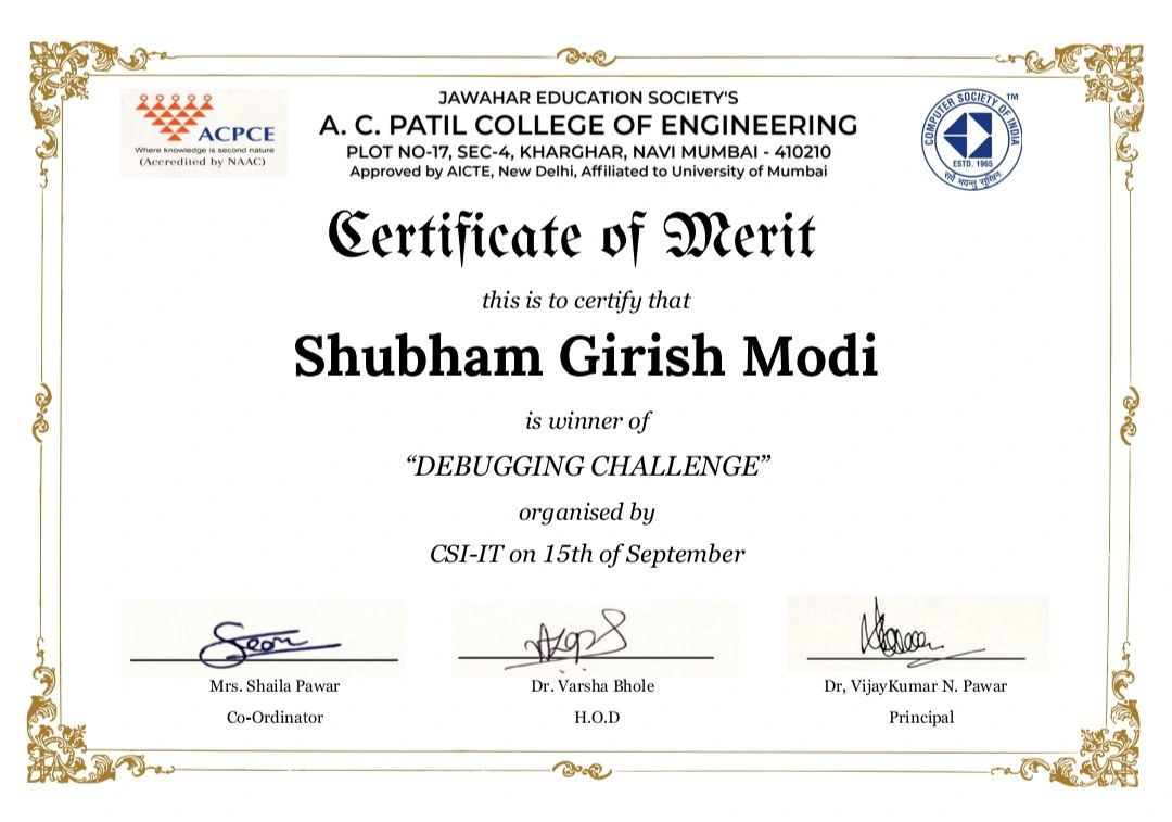 Shubham Modi on LinkedIn: #debuggingchampion #codingskills # ... Shubham Modi on LinkedIn: #debuggingchampion #codingskills # ...