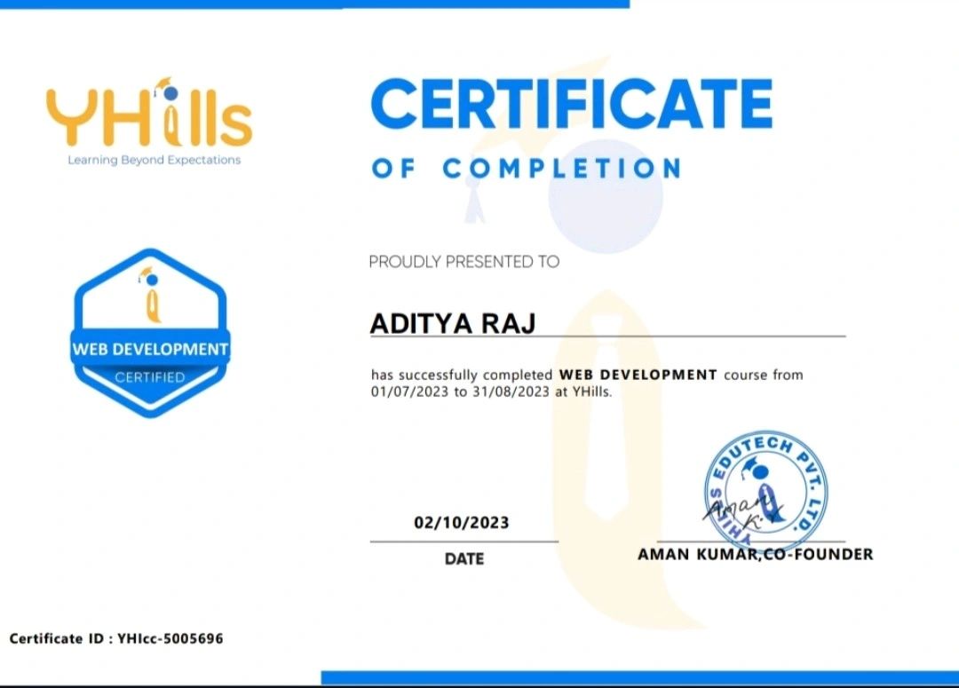 Aditya raj on LinkedIn: #html #css #javascript #yhills #webdevelopment ... Aditya raj on LinkedIn: #html #css #javascript #yhills #webdevelopment ...