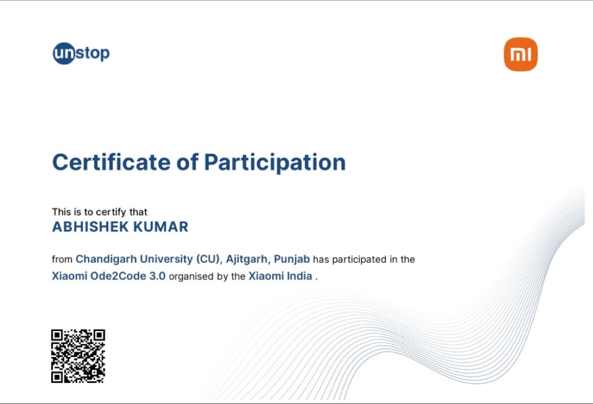 ABHISHEK KUMAR on LinkedIn: #xiaomiode2code #codingchallenge # ... ABHISHEK KUMAR on LinkedIn: #xiaomiode2code #codingchallenge # ...
