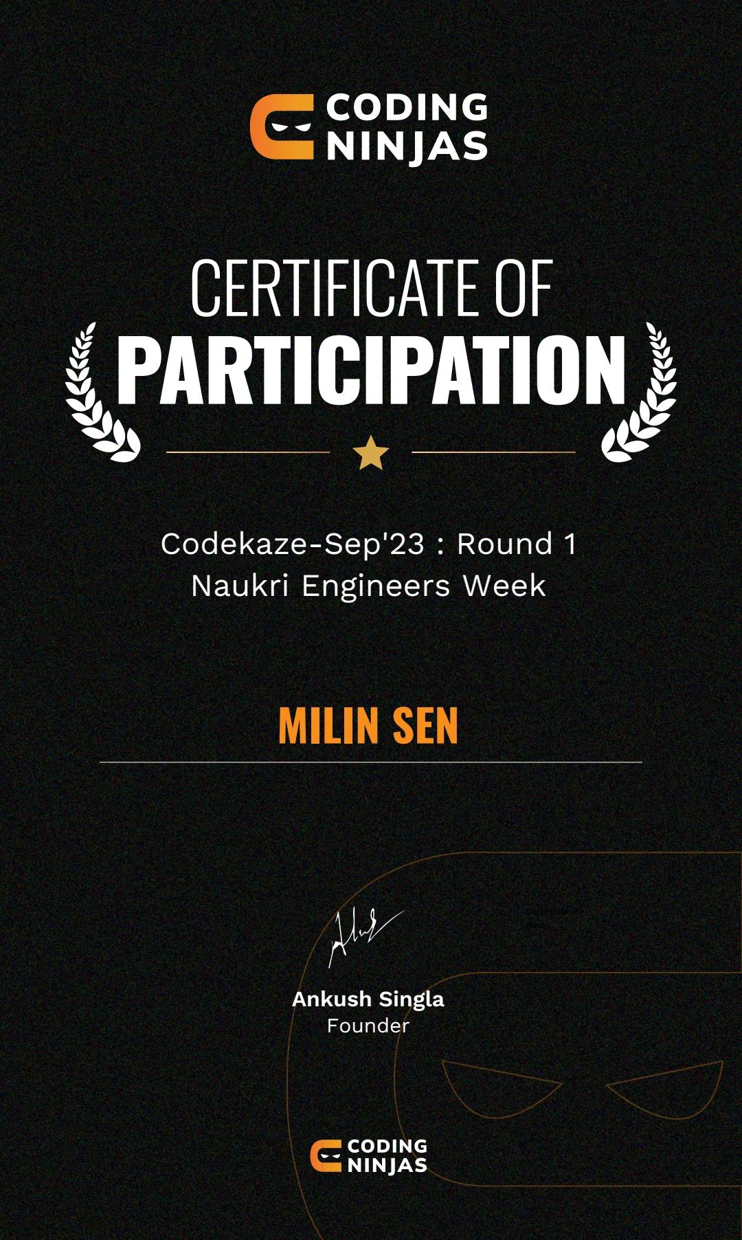 #codingninjas #codekaze #achievementunlocked | Milind Sen #codingninjas #codekaze #achievementunlocked | Milind Sen