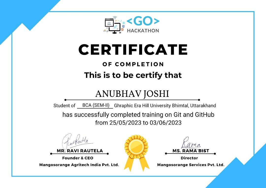 Anubhav Joshi on LinkedIn: #git #github #development #trainingcomplete Anubhav Joshi on LinkedIn: #git #github #development #trainingcomplete