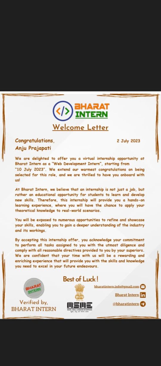 Anju Prajapati on LinkedIn: #fullstackwebdeveloper #intern # ... Anju Prajapati on LinkedIn: #fullstackwebdeveloper #intern # ...