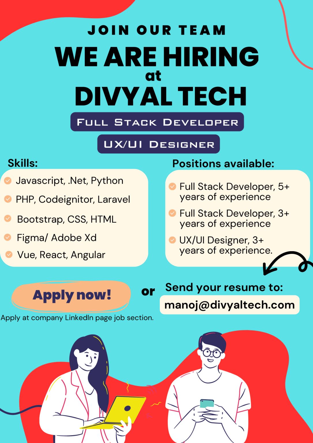 Divyal Technologies Pvt Ltd on LinkedIn: #hiring #applynow # ... Divyal Technologies Pvt Ltd on LinkedIn: #hiring #applynow # ...