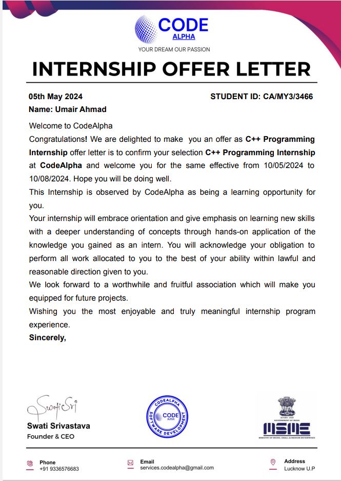 Umair Ahmad on LinkedIn: #codealpha #internship #opportunity Umair Ahmad on LinkedIn: #codealpha #internship #opportunity