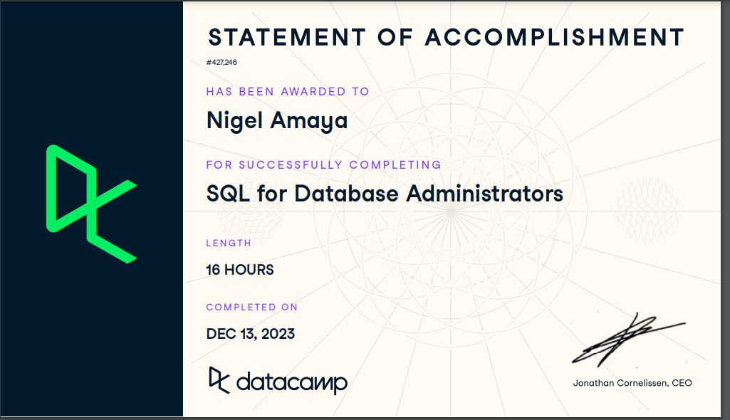 Nigel Amaya on LinkedIn: #100daysofdata #sql Nigel Amaya on LinkedIn: #100daysofdata #sql