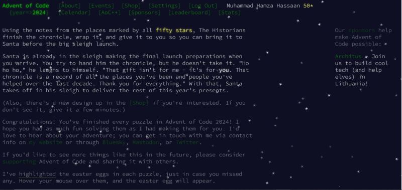 Muhammad Hamza Hassaan on LinkedIn: #adventofcode #aoc2024 #icodeguru # ... Muhammad Hamza Hassaan on LinkedIn: #adventofcode #aoc2024 #icodeguru # ...