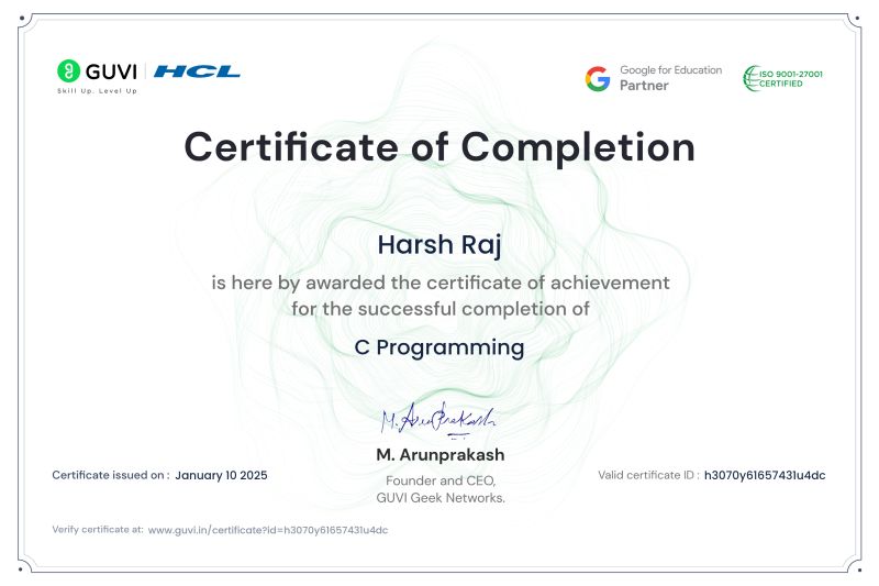 Harsh Raj on LinkedIn: #learningneverstops #programming #cprogramming # ... Harsh Raj on LinkedIn: #learningneverstops #programming #cprogramming # ...
